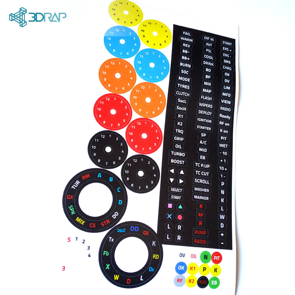 Universal Stickers for custom Simracing Steering Wheels – 3DRap Sim Racing